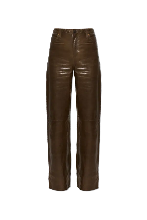 GOLDEN GOOSE Leather Wide-leg Trousers - Brown