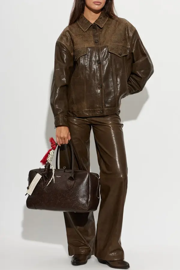 GOLDEN GOOSE Leather Wide-leg Trousers
