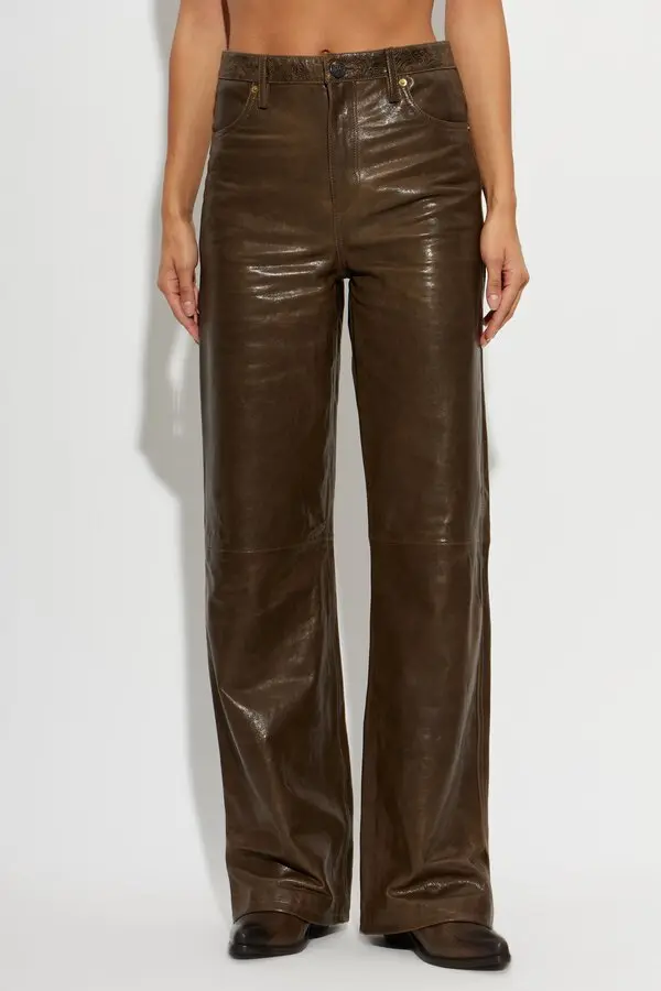 GOLDEN GOOSE Leather Wide-leg Trousers