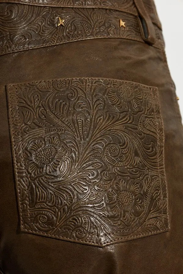 GOLDEN GOOSE Leather Wide-leg Trousers