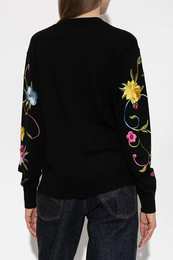 Kenzo Embroidered Wool And Silk Blend Sweater