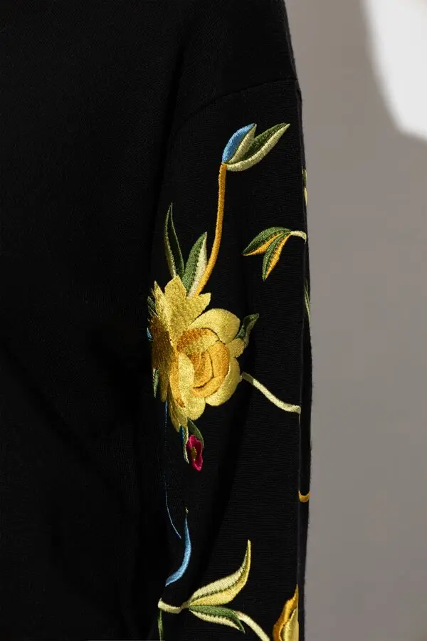 Kenzo Embroidered Wool And Silk Blend Sweater