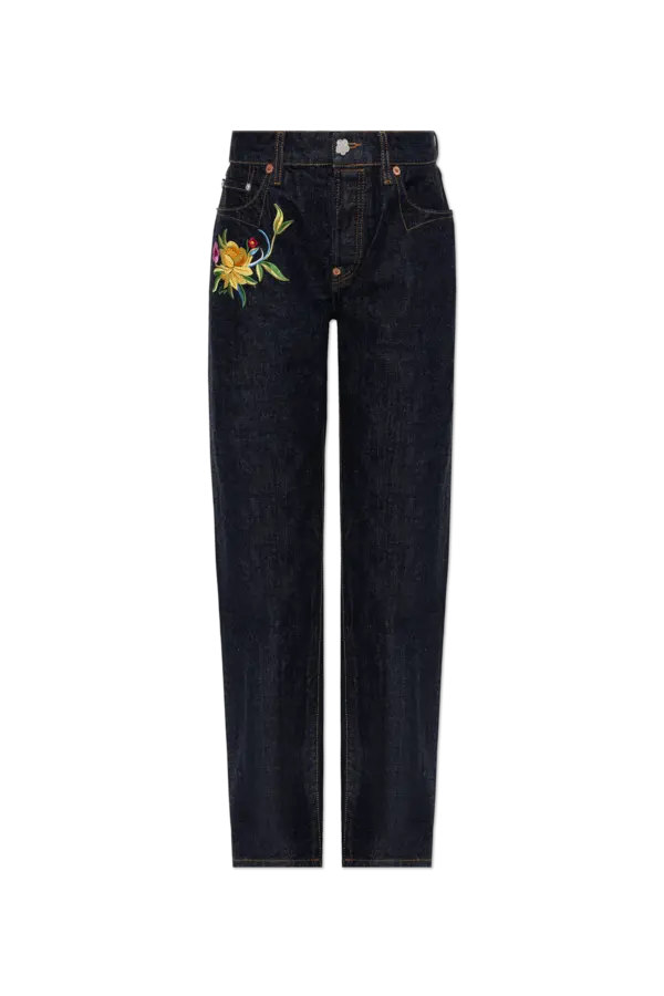 Kenzo Embroidered Floral Jeans - Navy Blue