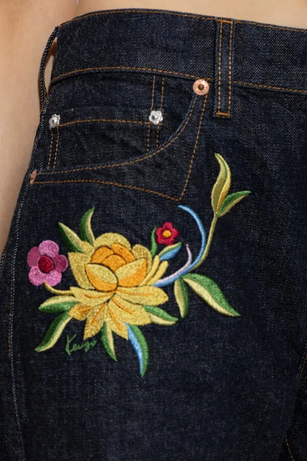 Kenzo Embroidered Floral Jeans