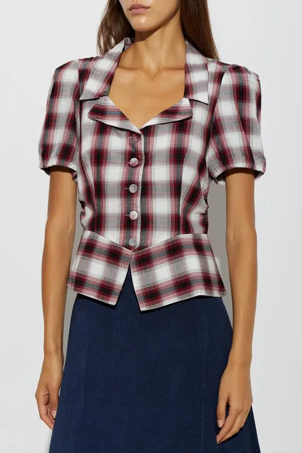 Baum Und Pferdgarten Macaia Checkered Shirt With Puff Sleeves
