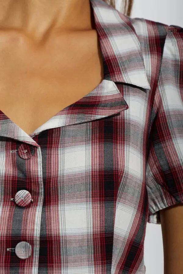 Baum Und Pferdgarten Macaia Checkered Shirt With Puff Sleeves