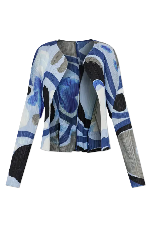 Issey Miyake Pleated Cardigan - Blue