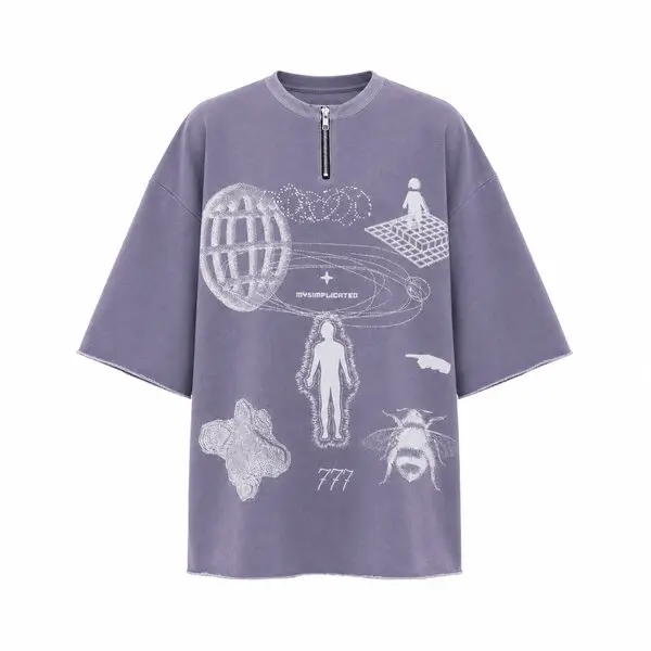 MYSIMPLICATED Graphic Quarter Zip Oversized T-shirt
