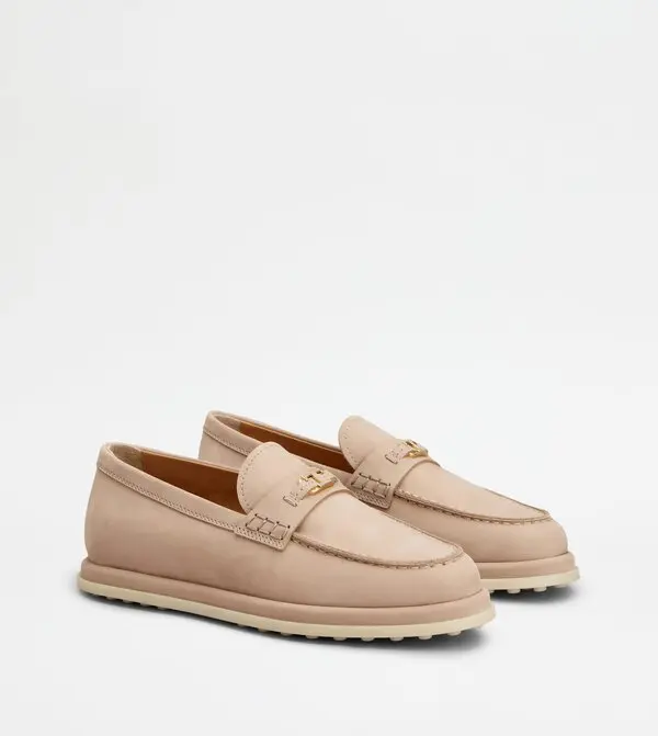 TOD'S Loafers In Nubuck With T Timeless Accessory