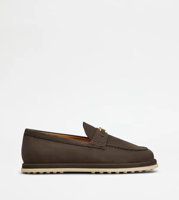 TOD'S Nubuck Loafers With T Timeless Accessory