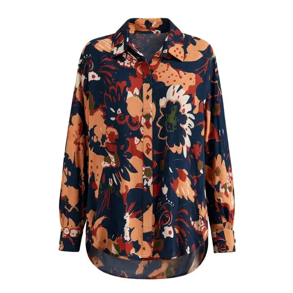 Adrift Clothing Bowie Cotton Silk Oversized Shirt In Wildwood - Blue
