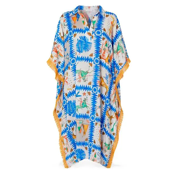 CASA ATELIER BY FERDINANDO FUSCO Blue / Yellow Sedona Cover Up In Cotton - Blue/yellow