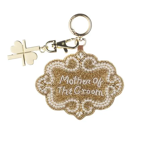 LAINES LONDON Mother Of The Groom Beaded Bag Charm - Gold/white