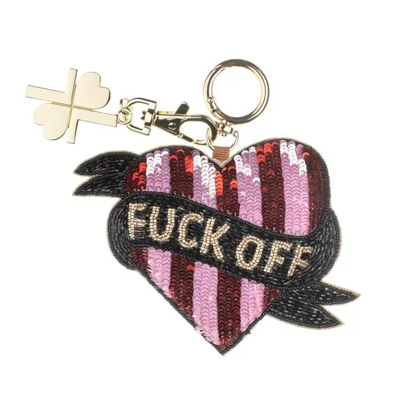 LAINES LONDON Black / Pink / Red Fuck Off Hand-beaded Bag Charm