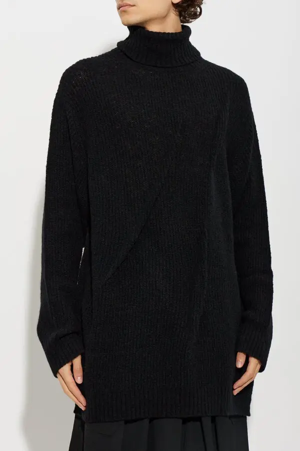 Yohji Yamamoto Wool Ribbed Turtleneck Sweater
