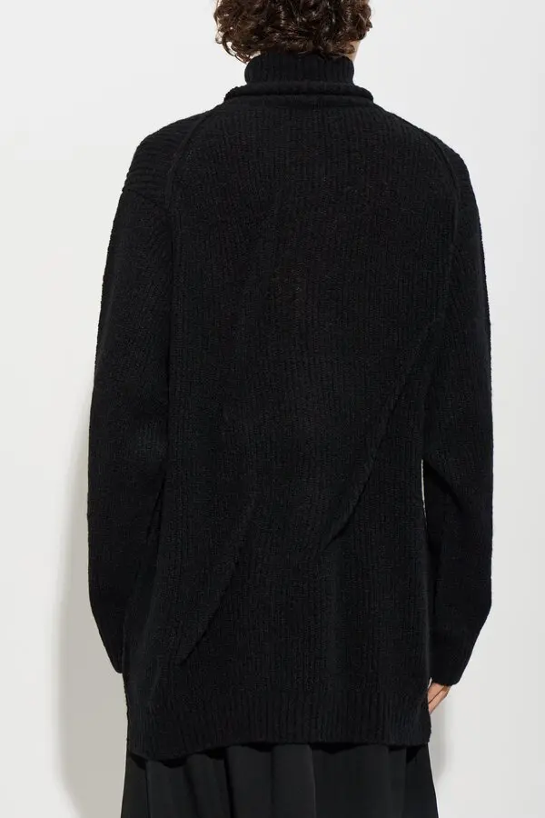 Yohji Yamamoto Wool Ribbed Turtleneck Sweater