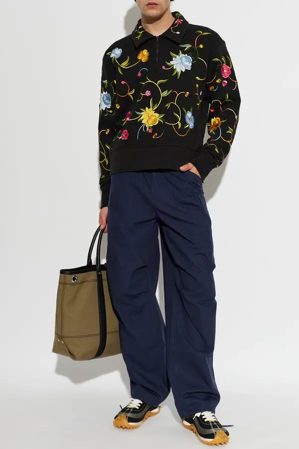 Kenzo Cotton Polo Shirt With Floral Motif