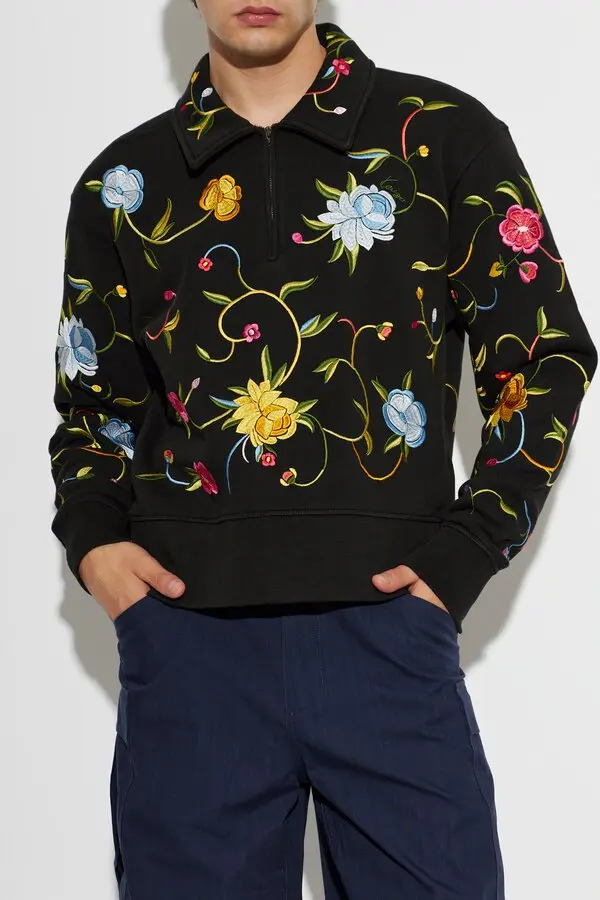 Kenzo Cotton Polo Shirt With Floral Motif