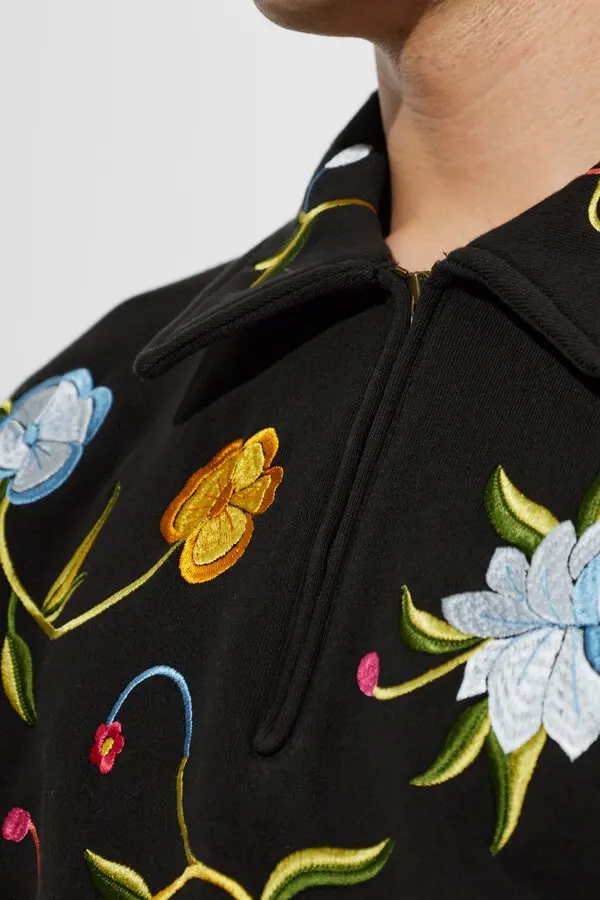 Kenzo Cotton Polo Shirt With Floral Motif