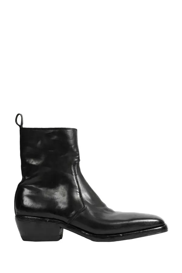 Premiata 31170 Soldatino Leather Square Toe Block Heel Boots