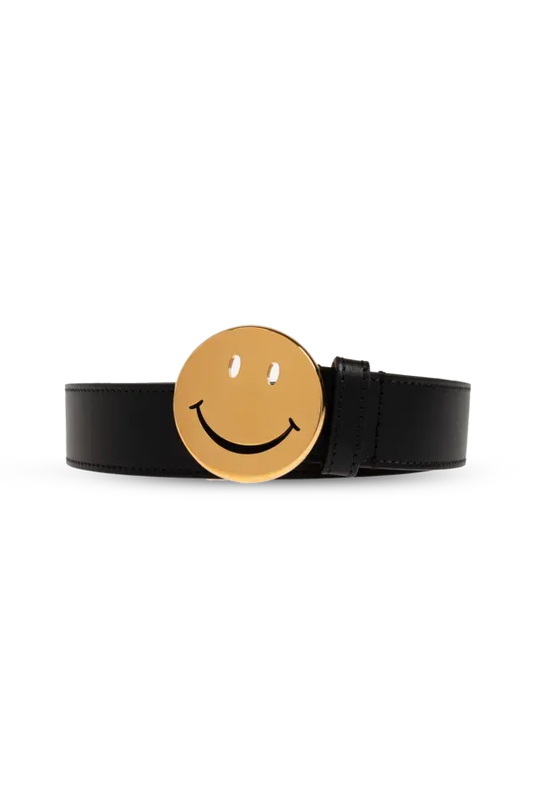 Moschino X Smiley Belt With Gold Tone Buckle