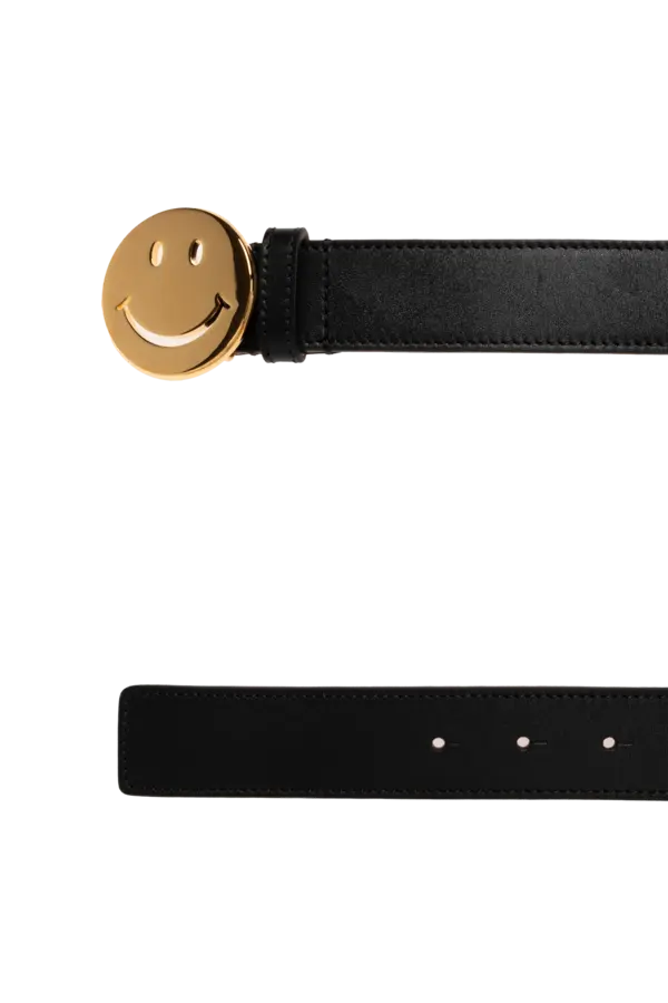 Moschino X Smiley Belt With Gold Tone Buckle