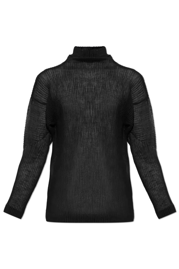 Issey Miyake Pleated Turtleneck With Long Sleeves - Black