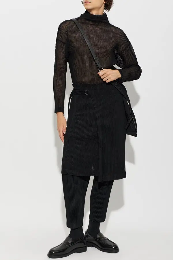 Issey Miyake Pleated Long Sleeve Turtleneck