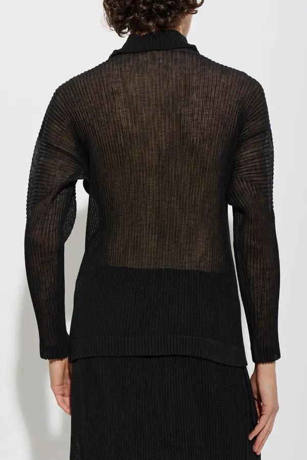 Issey Miyake Pleated Long Sleeve Turtleneck
