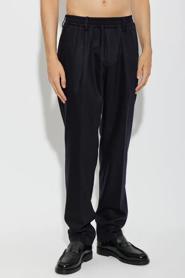 Eleventy Wool And Cashmere Blend Trousers - Navy Blue