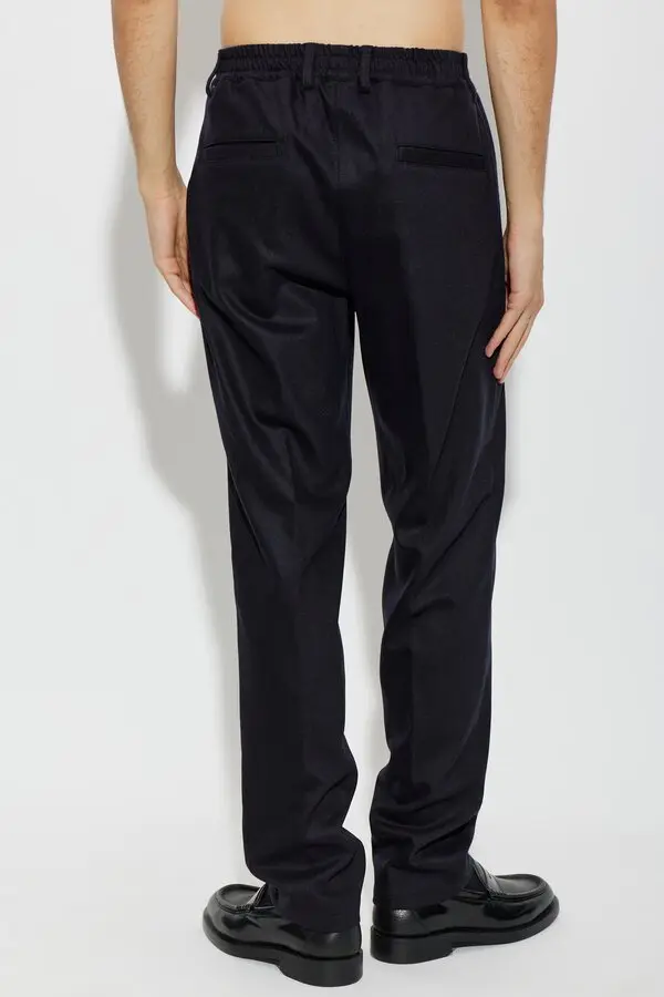 Eleventy Wool And Cashmere Blend Trousers - Navy Blue
