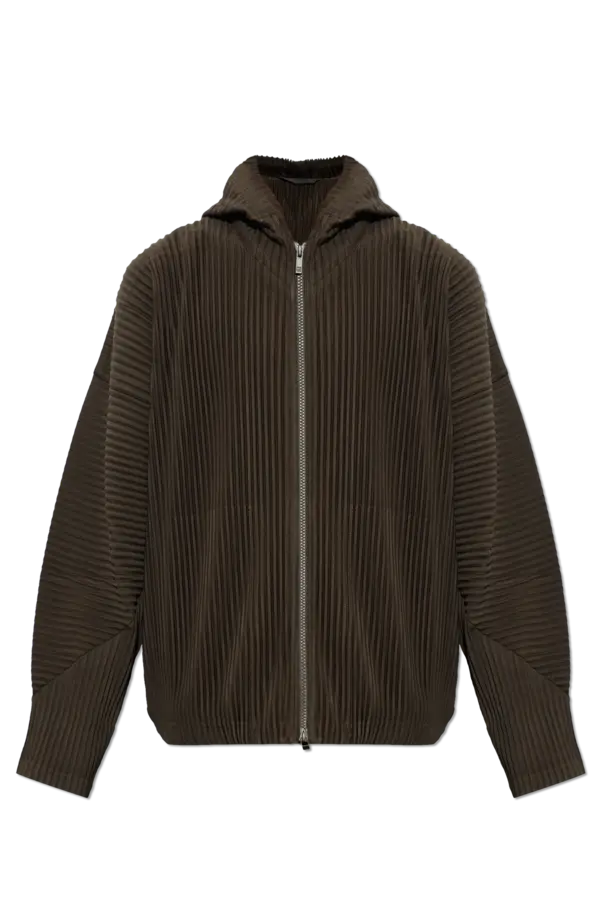 Issey Miyake Hooded Pleated Jacket - Brown