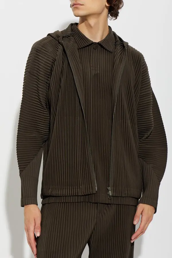 Issey Miyake Hooded Pleated Jacket - Brown