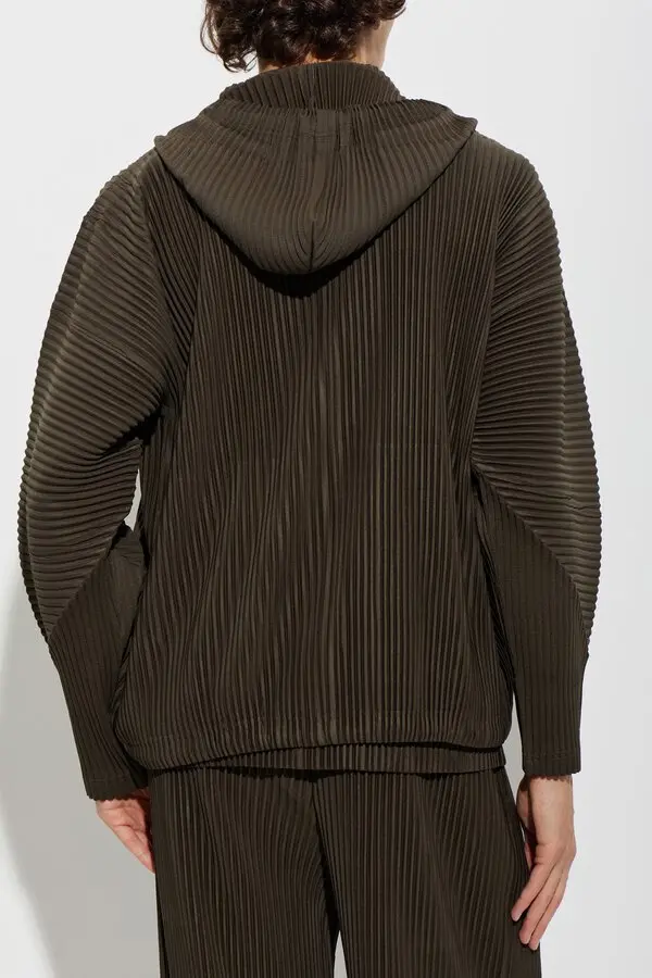 Issey Miyake Hooded Pleated Jacket - Brown