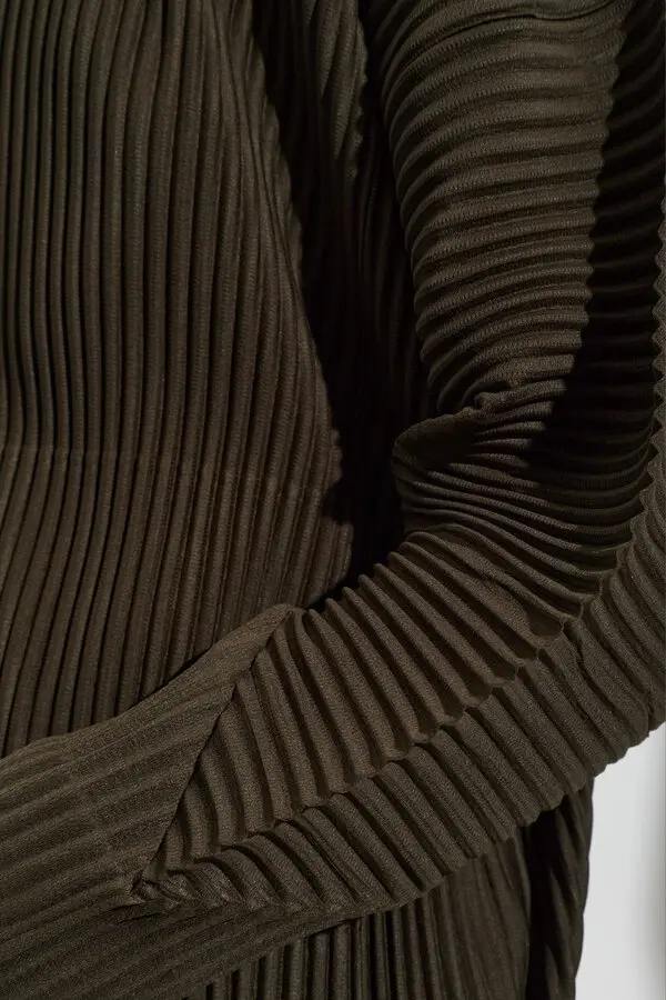 Issey Miyake Hooded Pleated Jacket - Brown