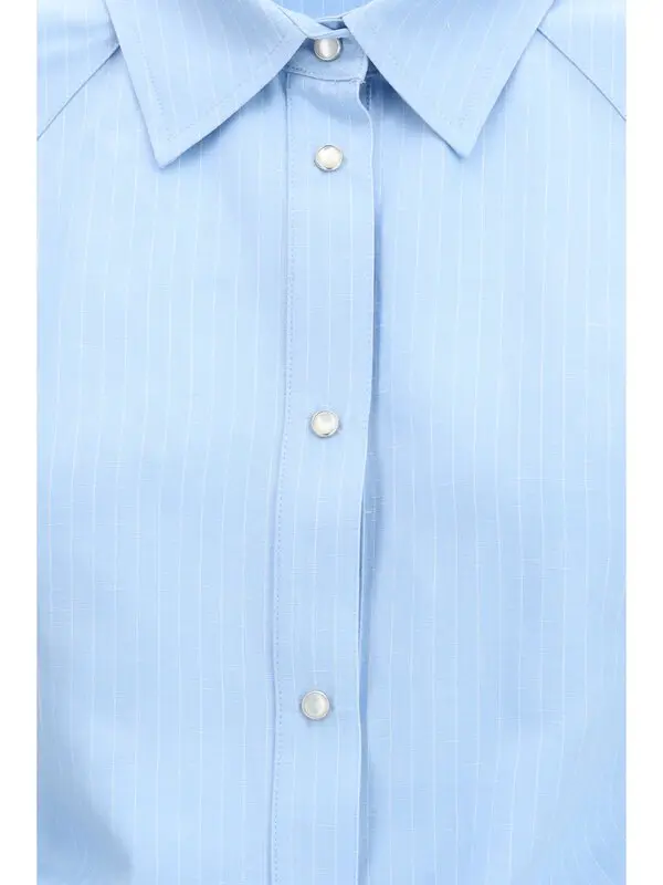 Jacob Cohen Short-sleeve Shirt In Striped Viscose And Linen Canvas - Blue
