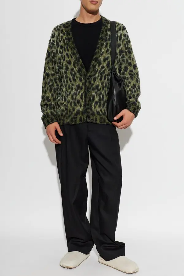 LANEUS Animal Print Cardigan