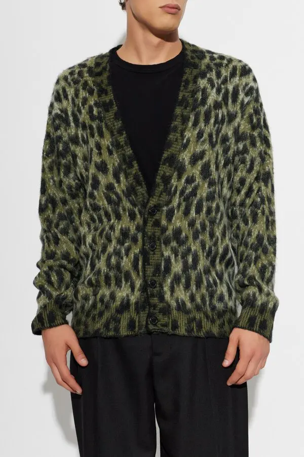 LANEUS Animal Print Cardigan