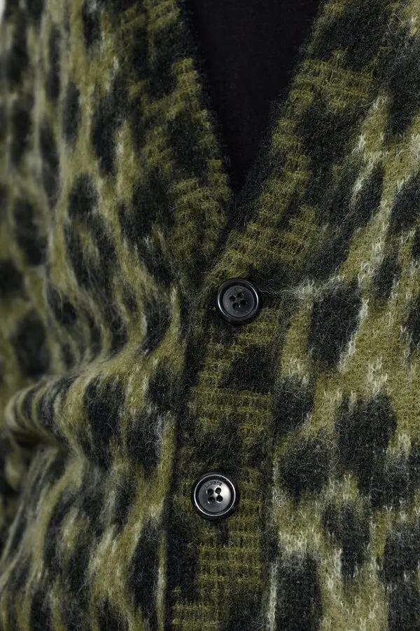LANEUS Animal Print Cardigan