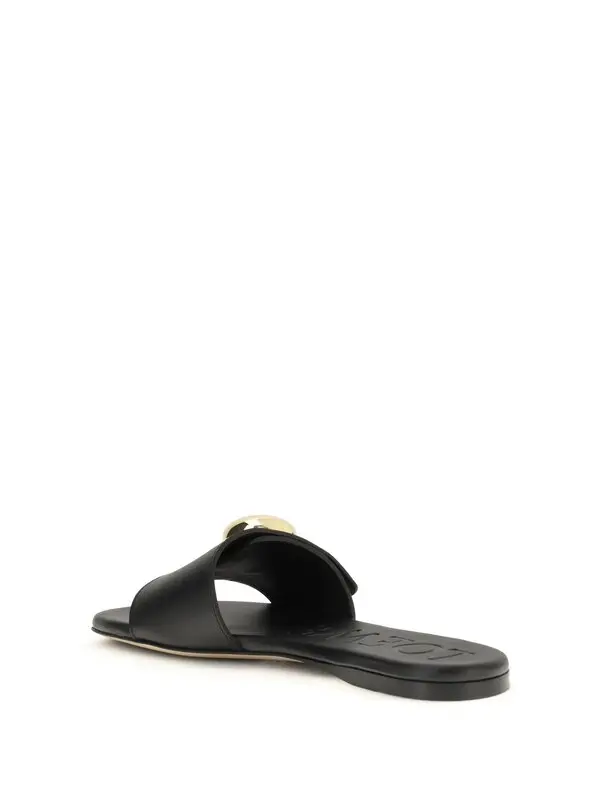 Loewe Pebble Slide Sandals In Smooth Calfskin - Black