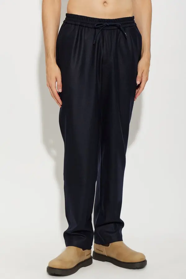 Sease Wool Trousers With Drawstring Waist - Navy Blue