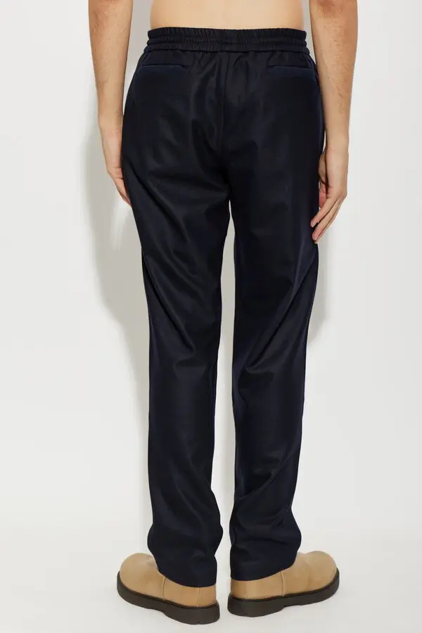 Sease Wool Trousers With Drawstring Waist - Navy Blue
