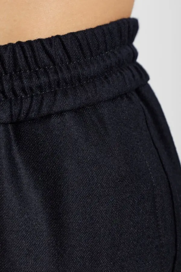 Sease Wool Trousers With Drawstring Waist - Navy Blue