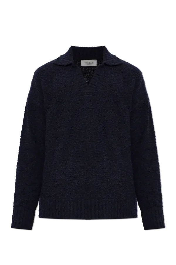 LANEUS Wool Polo Shirt With Collar