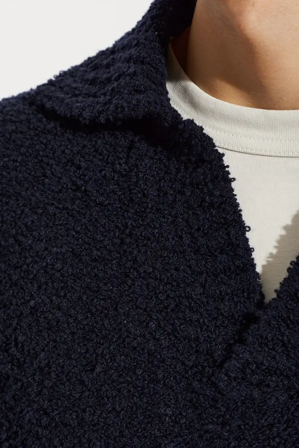 LANEUS Wool Polo Shirt With Collar
