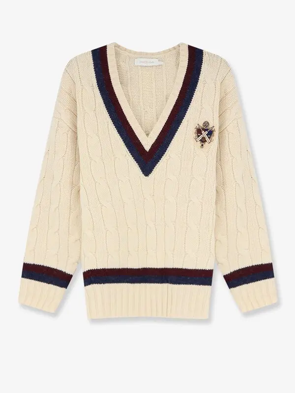 Zimmermann Valiant Cable Knit Wool Sweater - Cream