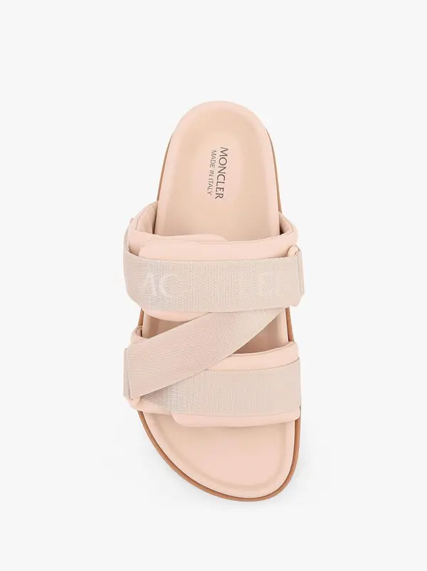 Moncler Mon Summer Leather Sandals With Nylon Details - Multicolor