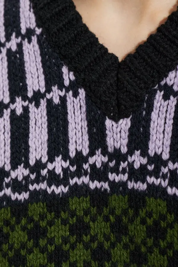 Marni Wool Sweater With Geometric And Checks Pattern