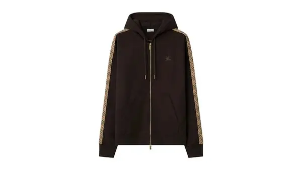 Burberry Zip Up Sweatshirt With Check Taping