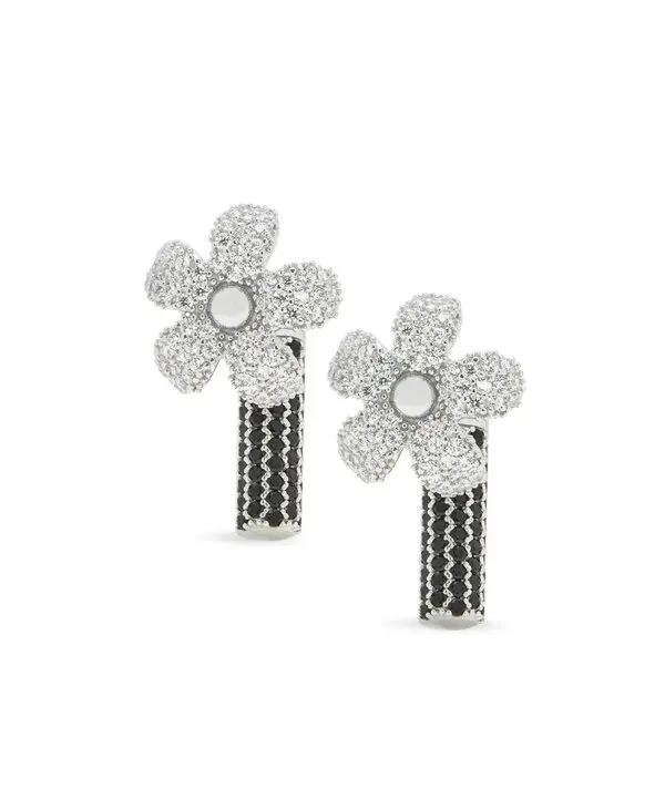 Loewe Flor Earrings In Sterling Silver And Crystals